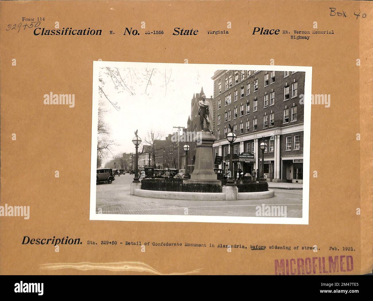 Confederate Monument in Alexandria, Before Widening of Street. Original ...
