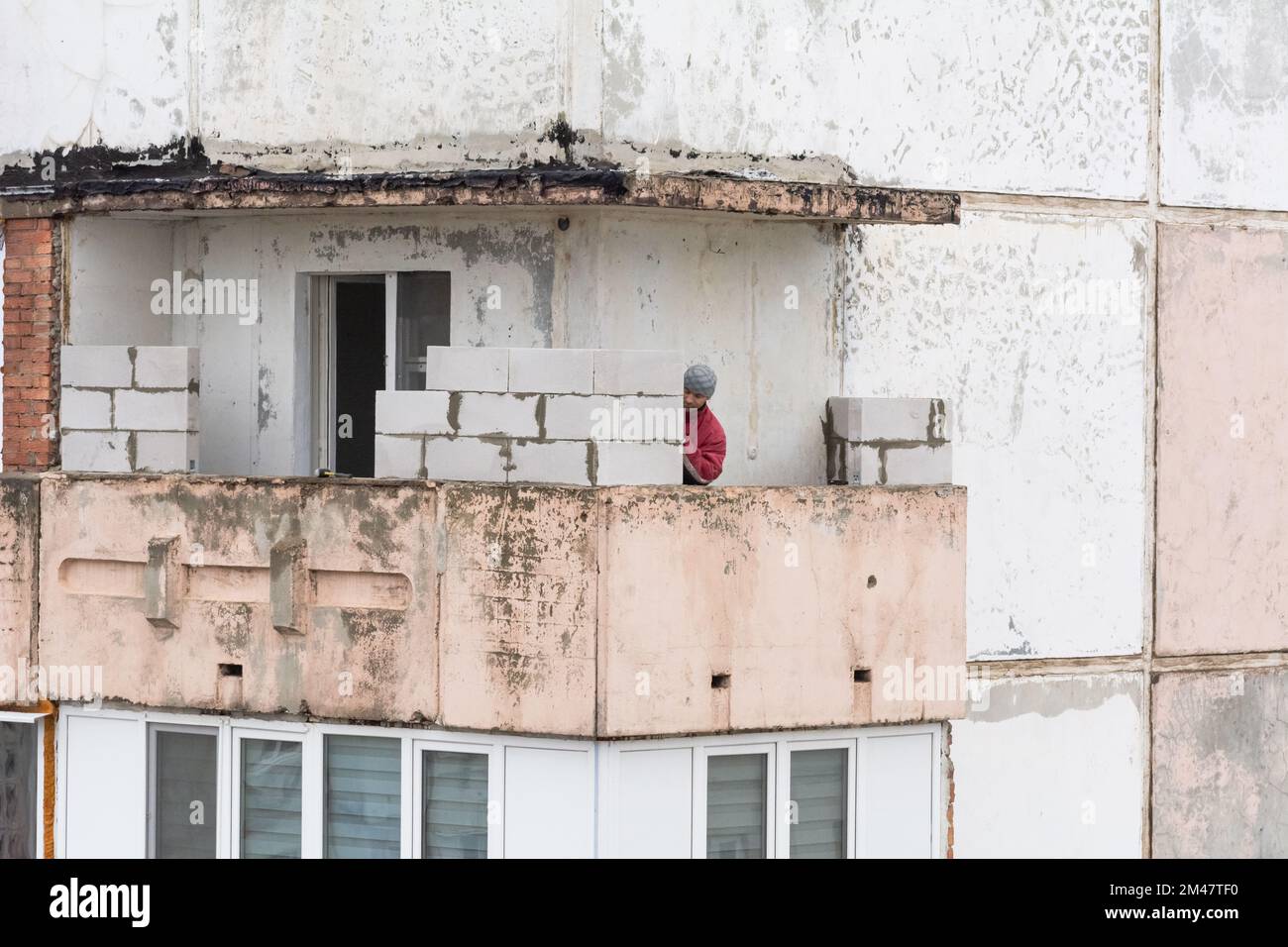 Tiraspol, Moldova - November 29, 2022: Balcony insulation. Balcony ...