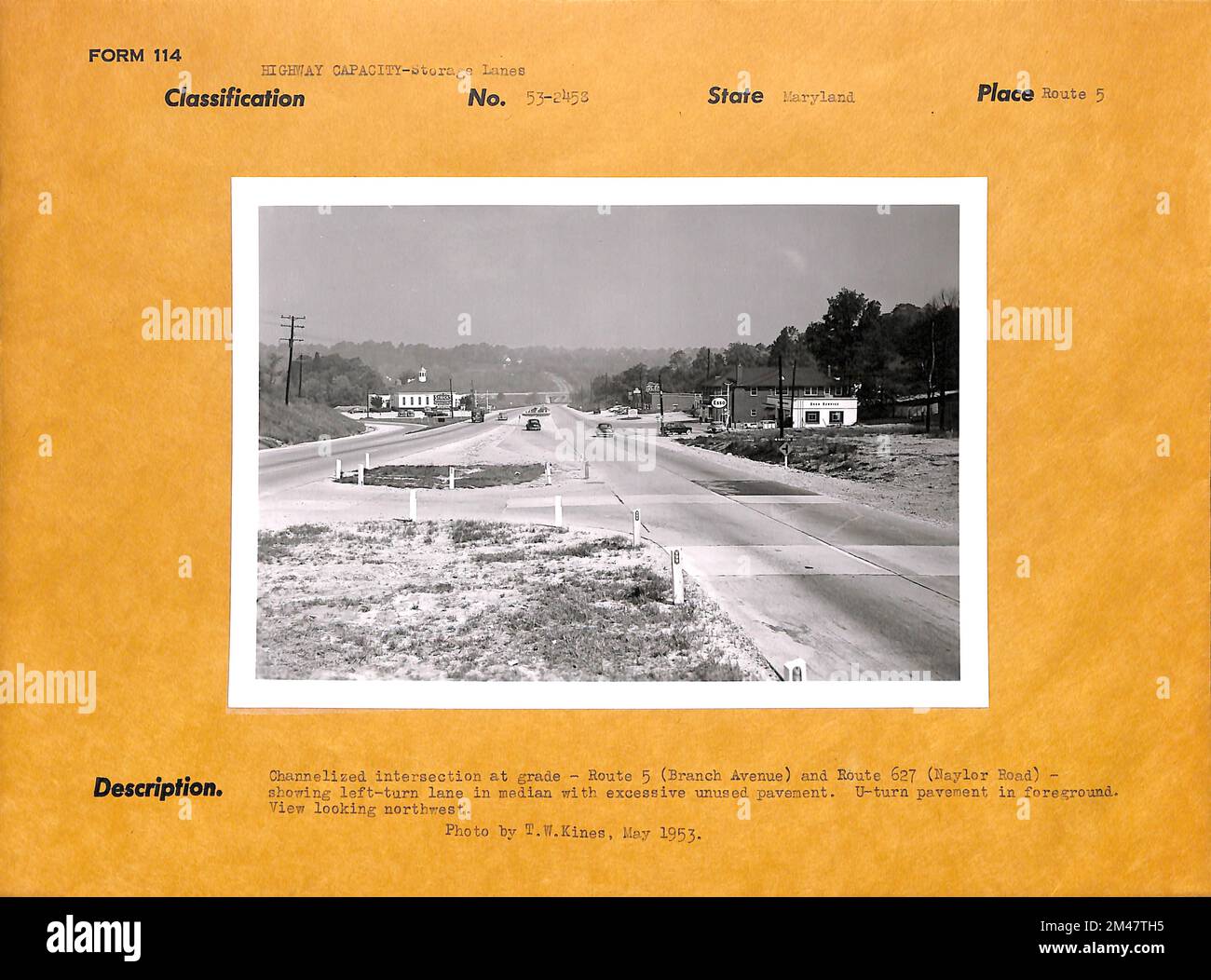 Channelized intersection at grade - Route 5 and Route 627 showing left ...