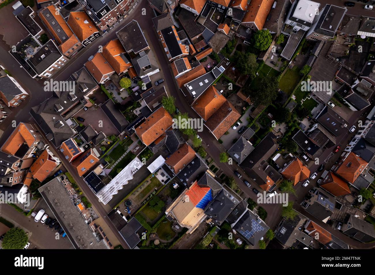 Top down aerial view of Groenlo small Dutch city in The Netherlands ...