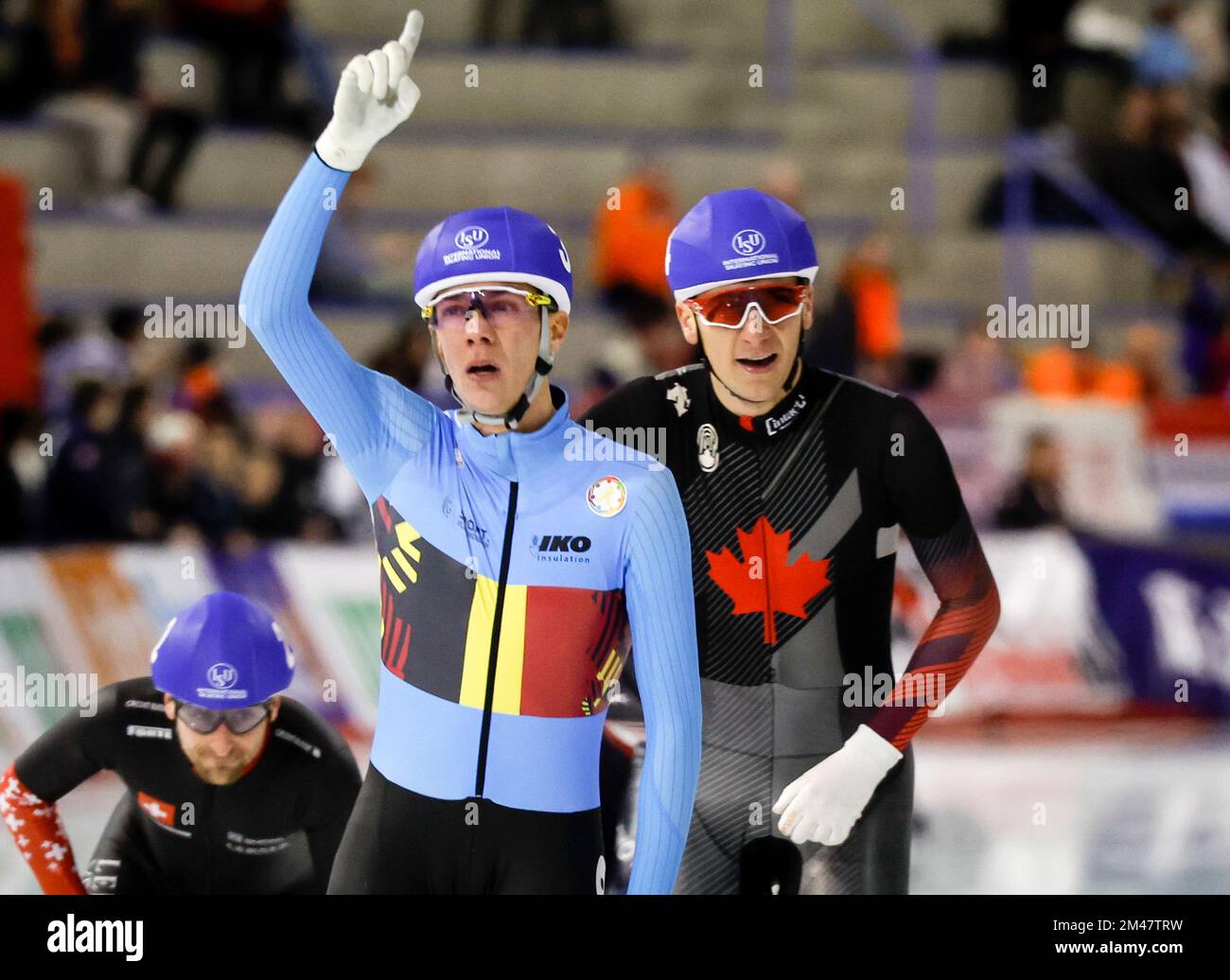 Bart Swings of Belgium, left, celebrates his victory as Connor Howe of ...