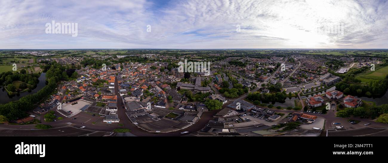 Ready for VR 360 degrees aerial Dutch cityscape panorama. All around ...