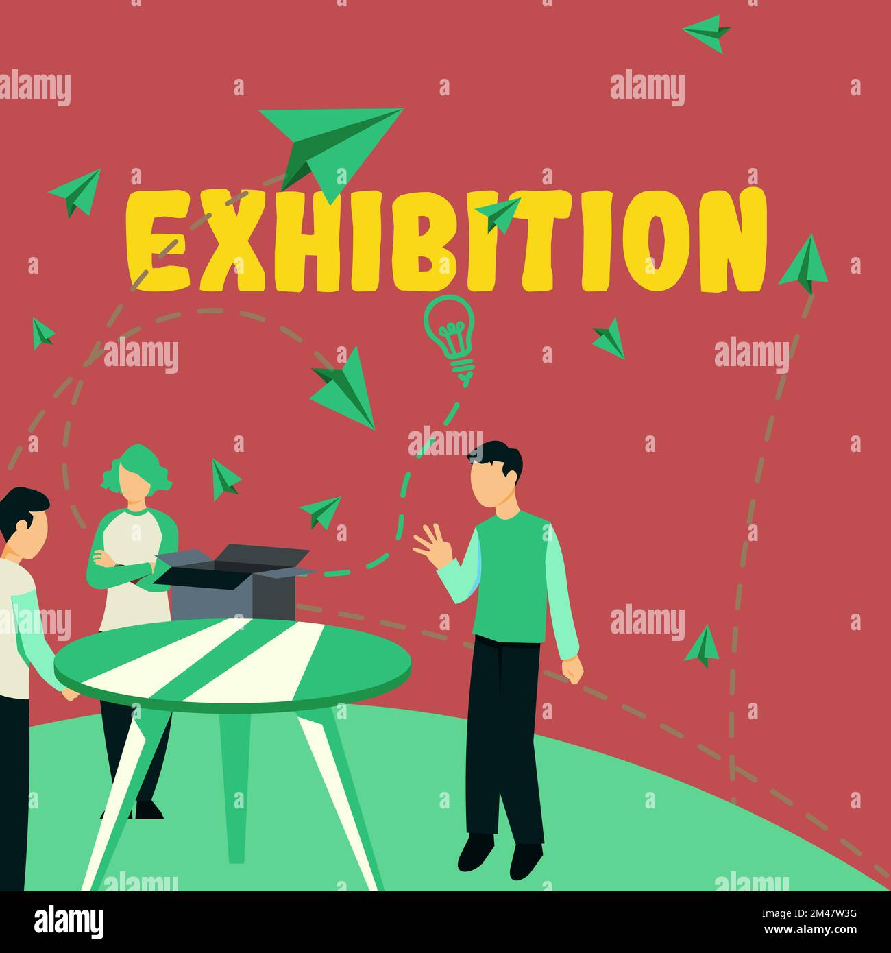 Conceptual display Exhibition. Concept meaning and act of exposing ...