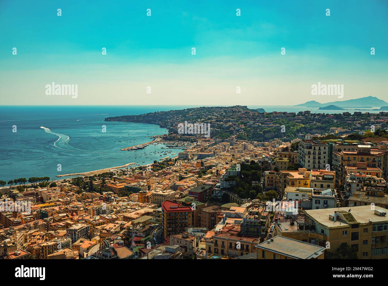 Chiaia and Posillipo neighbourhoods on the seafront in Naples, Italy ...