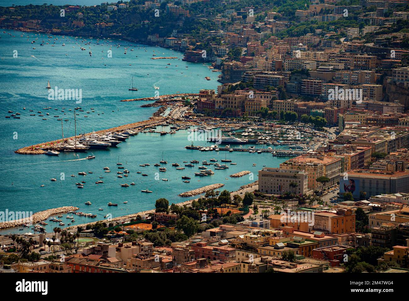 Chiaia and Posillipo neighbourhoods on the seafront in Naples, Italy ...