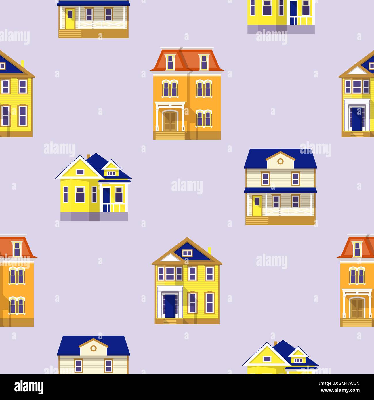 Pattern of houses on a gray background. Vector illustration Stock ...