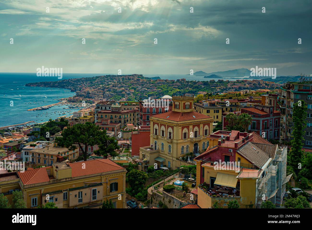 Chiaia and Posillipo neighbourhoods on the seafront in Naples, Italy ...