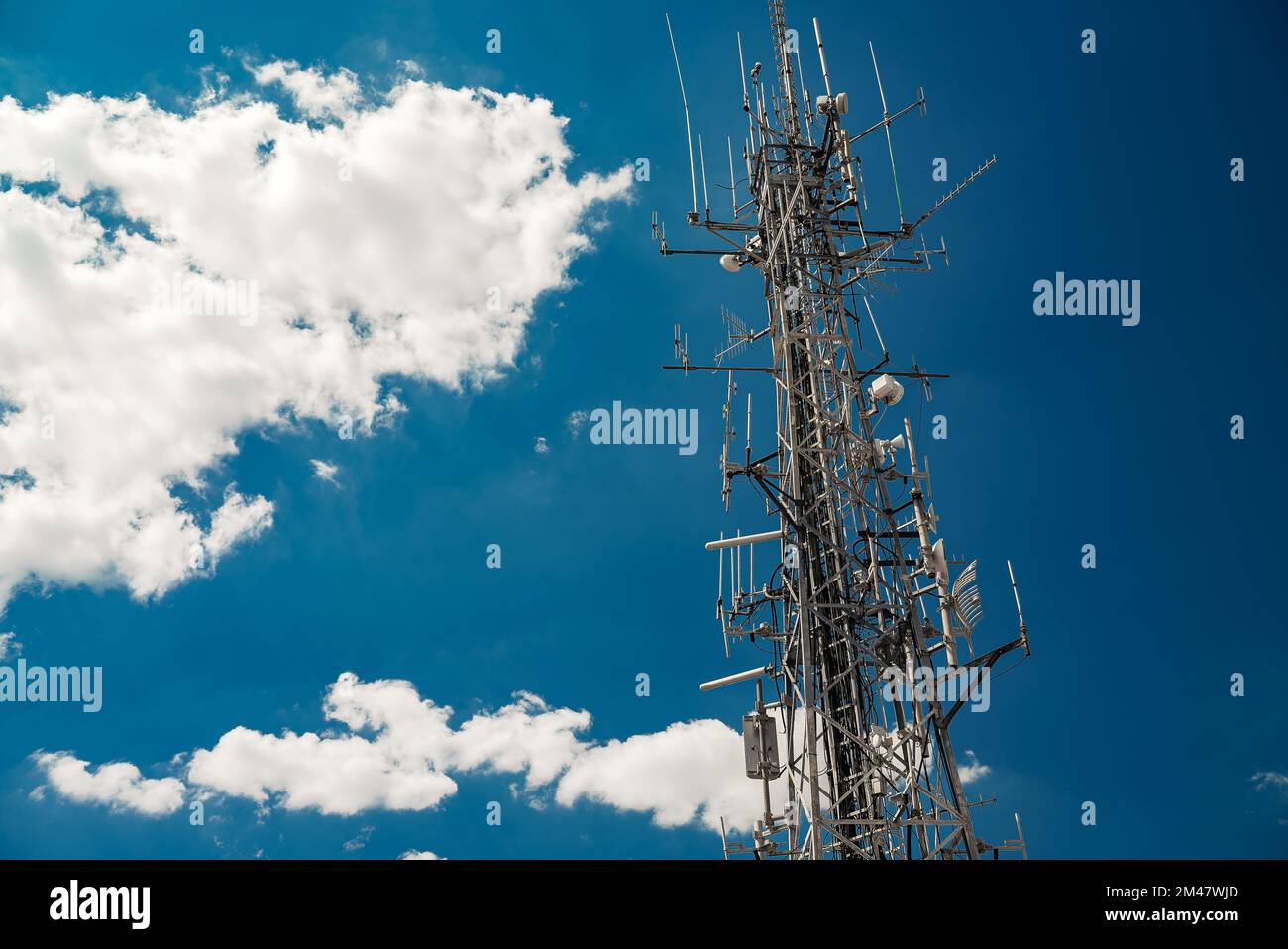 Telecommunication tower for TV, Internet and mobile connection Stock ...