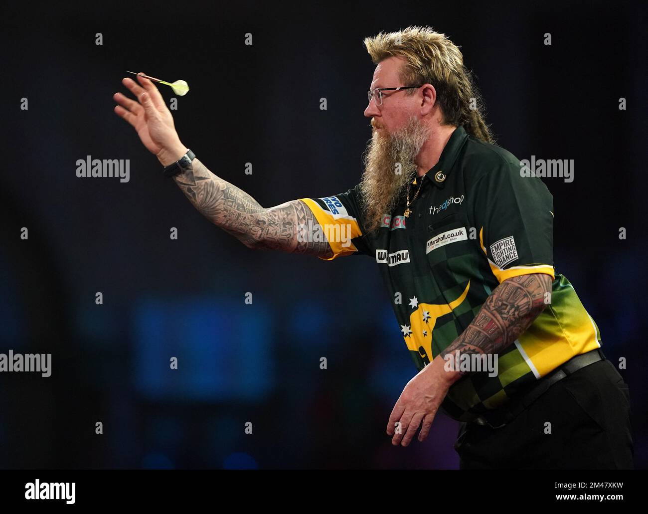 Australia's Simon Whitlock in action against Spain's Jose de Sousa ...