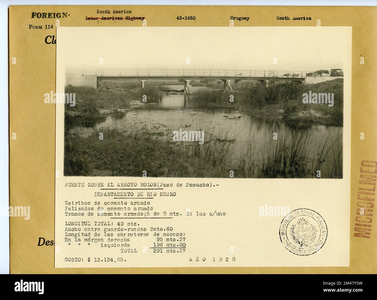 Bridge Over the Rolon Arroyo. Original caption: Puente sobre el Arroyo ...