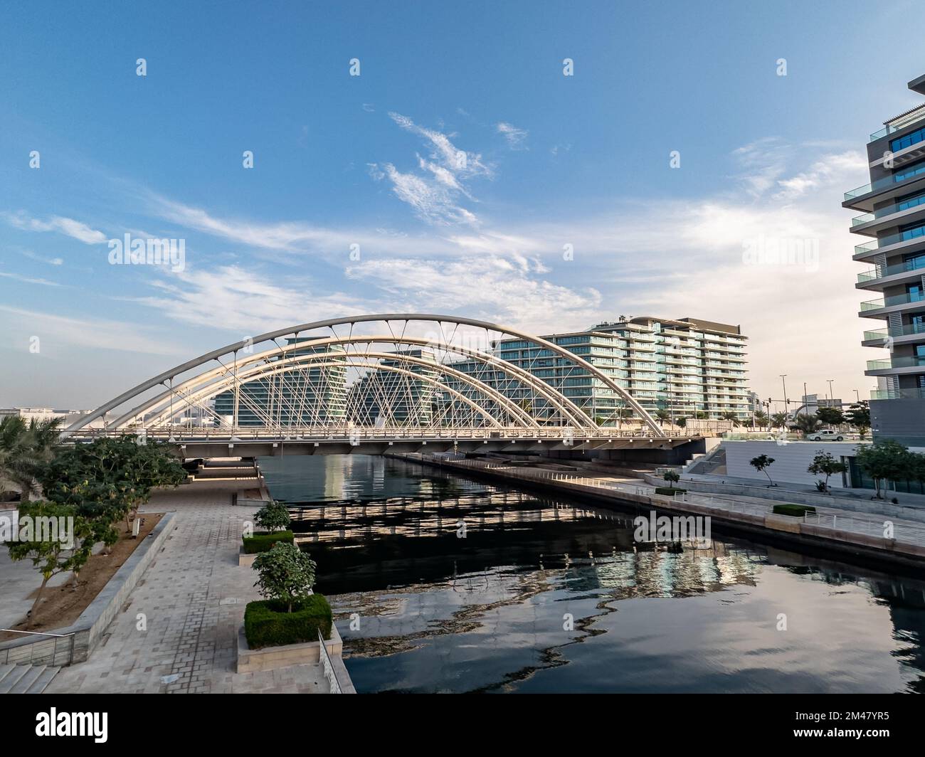 Apartment buildings of the Al Bandar neighbourhood in Al Raha Beach ...