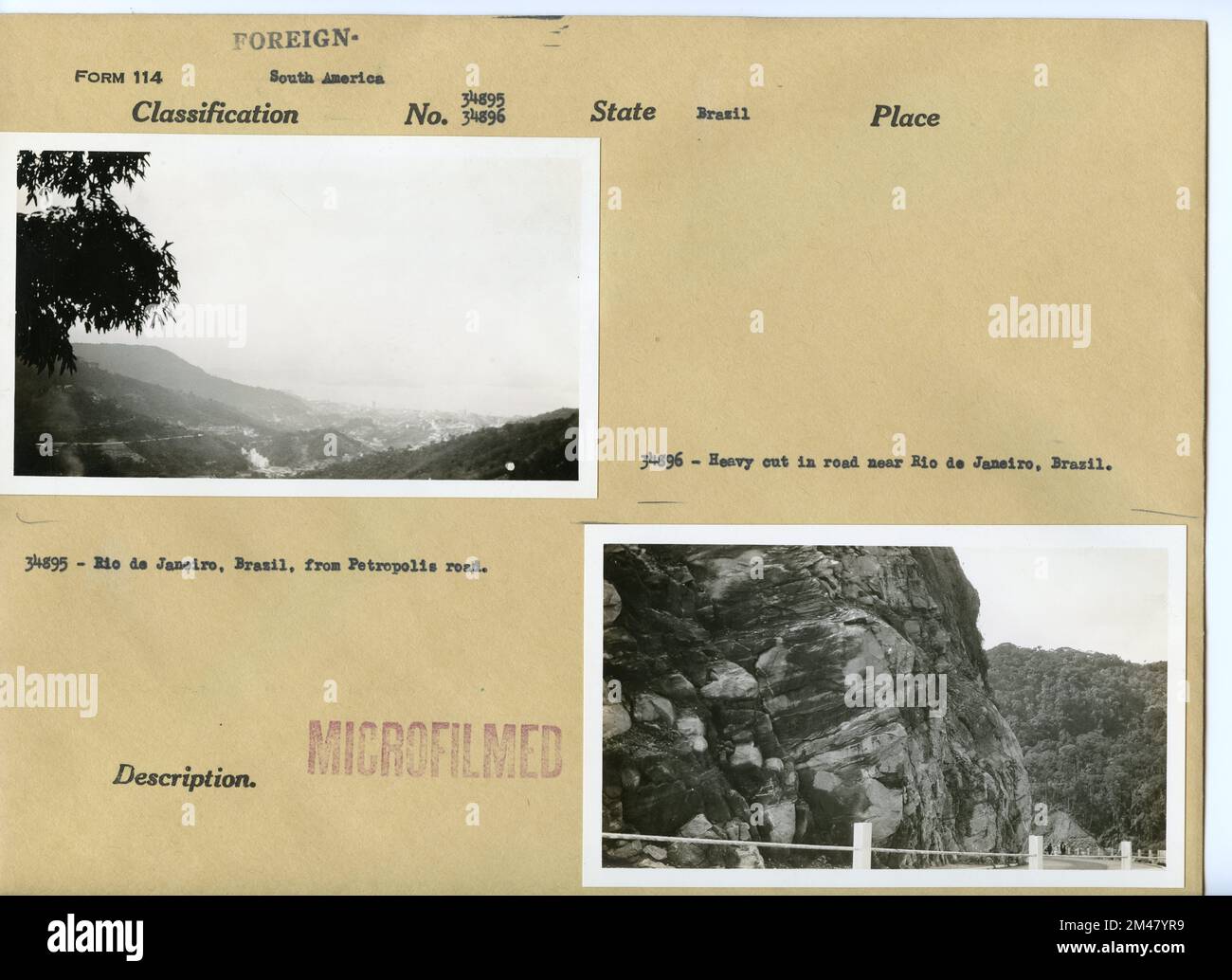 Rio de Janeiro, Brazil, from Petropolis road; Heavy cut in road near ...