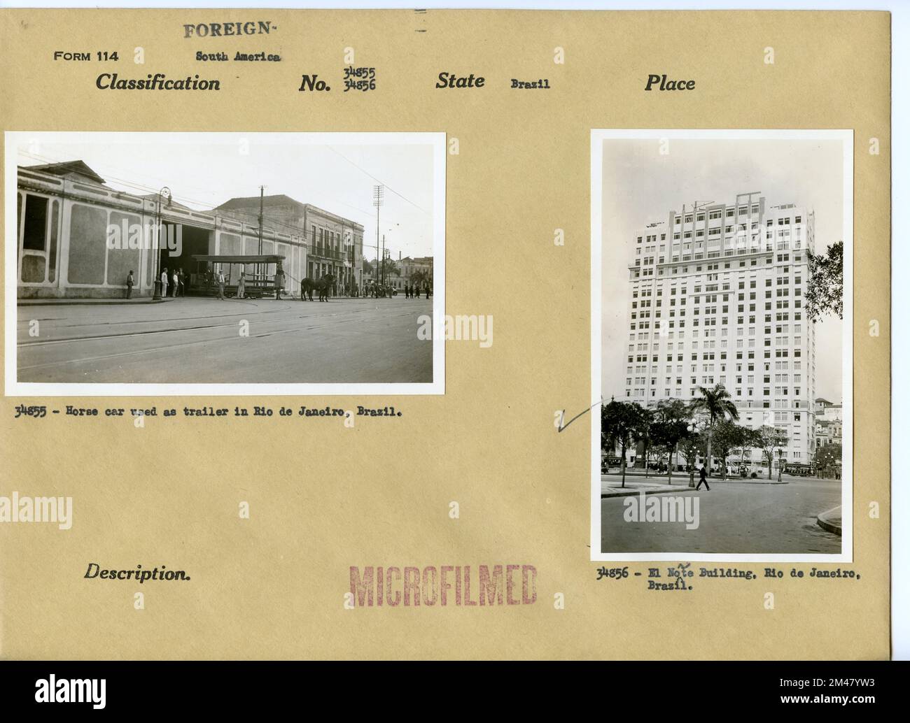 Horse car used as trailer; El Note Building, Rio de Janeiro, Brazil ...
