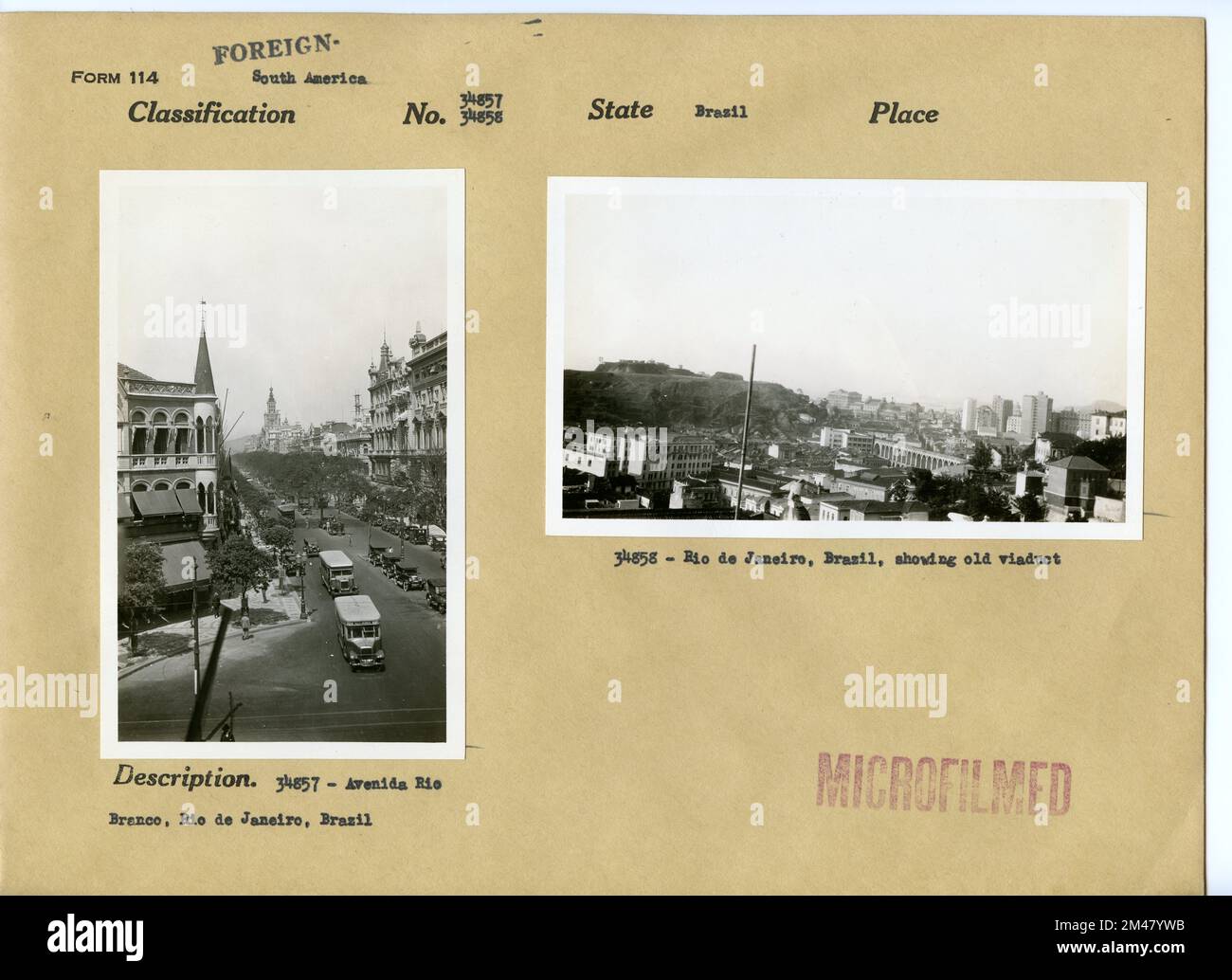 Avenida Rio Branco; Rio de Janeiro, Brazil, showing old viaduct. State ...