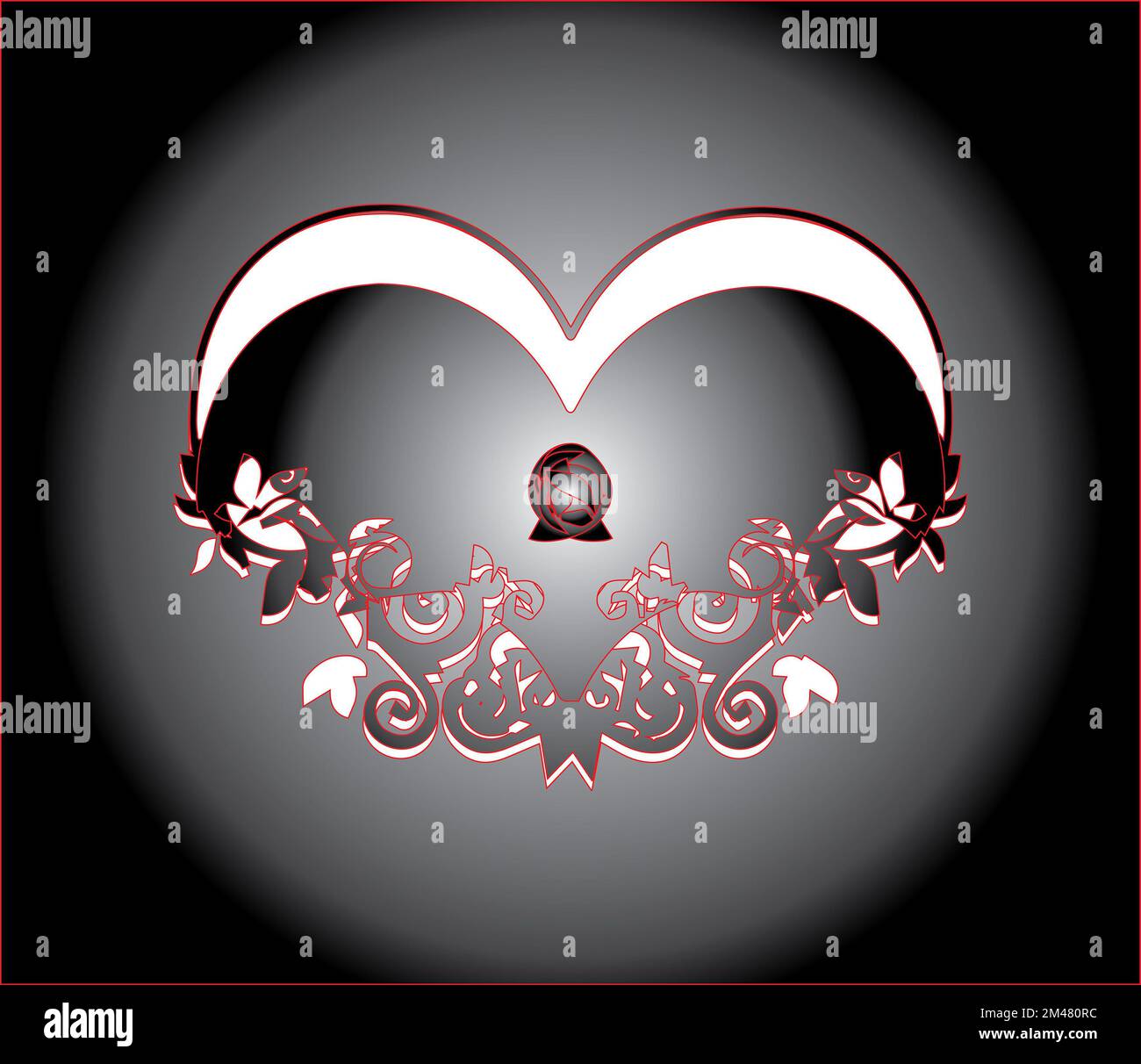 Black and white abstract heart with black and white gradient. The heart ...