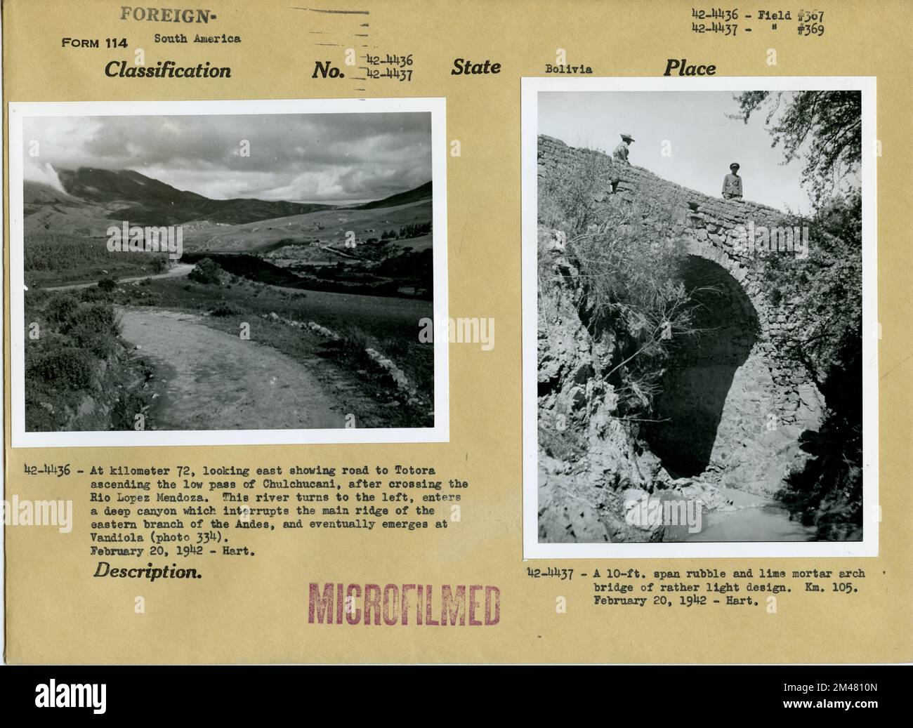 View of Road to Totora Crossing the Rio Lopez Mendoza; A Rubble and ...