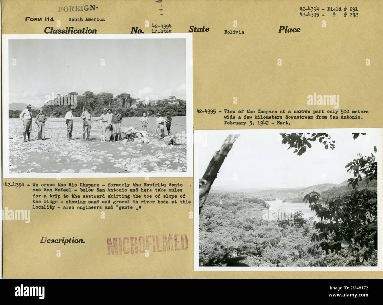 Engineers and "Gente" on Riverbed; View of the Capare. Original caption ...