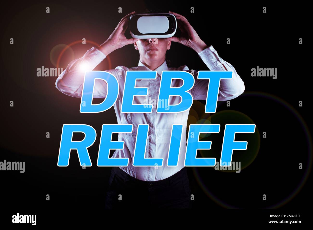 Hand writing sign Debt Relief. Business overview partial or total ...