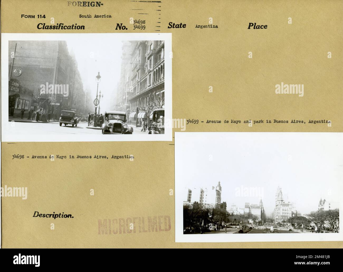 Avenue de Mayo in Buenos Aires, Argentina; Avenue de Mayo and park in ...