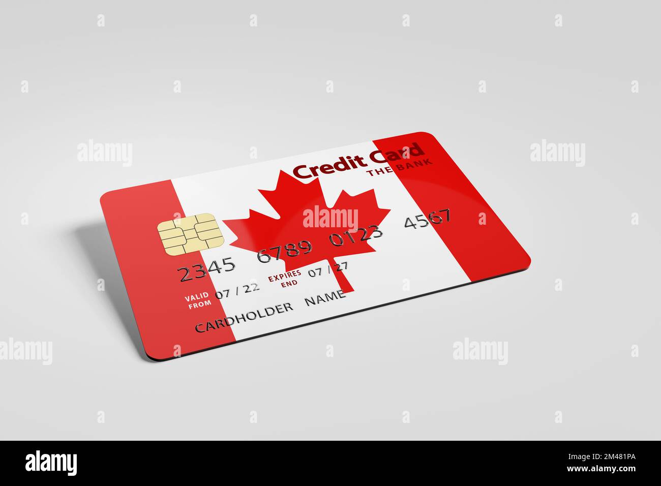 Credit card showing the national flag of Canada on white background ...