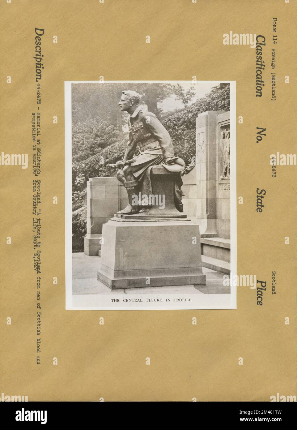 The Central Figure in Profile. Original caption: Memorial at Edinburgh ...