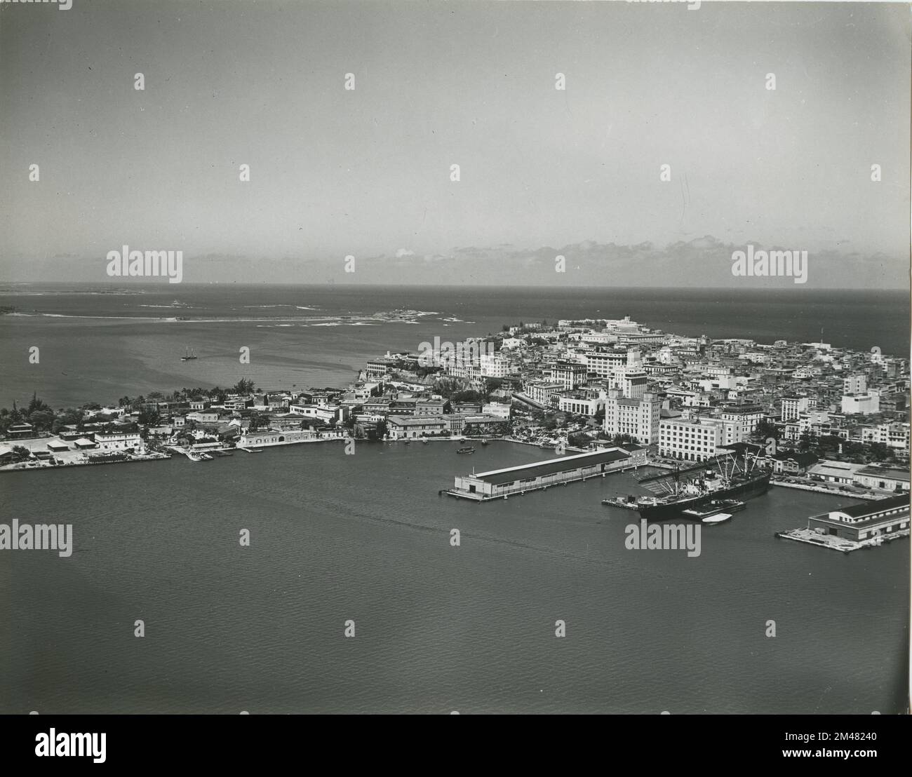 San Juan Waterfront. Original caption: Aerial view of waterfront ...