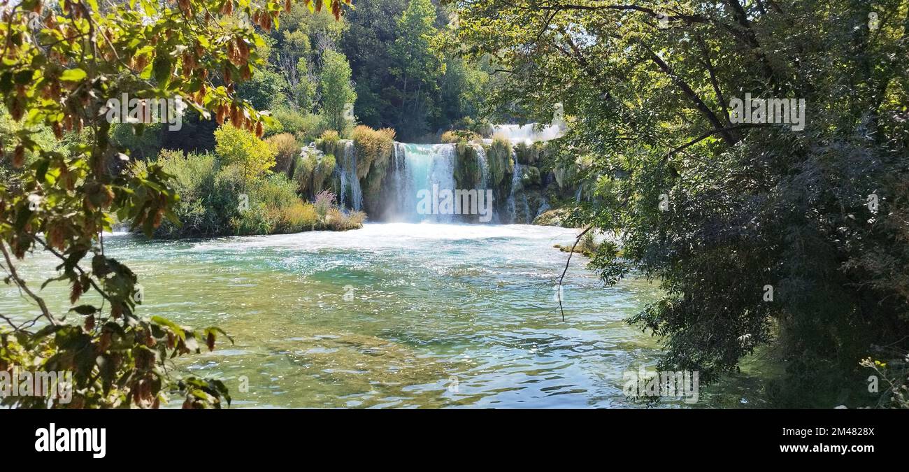 A waterfall in the National Park Krka, Croatia on a sunny day Stock ...