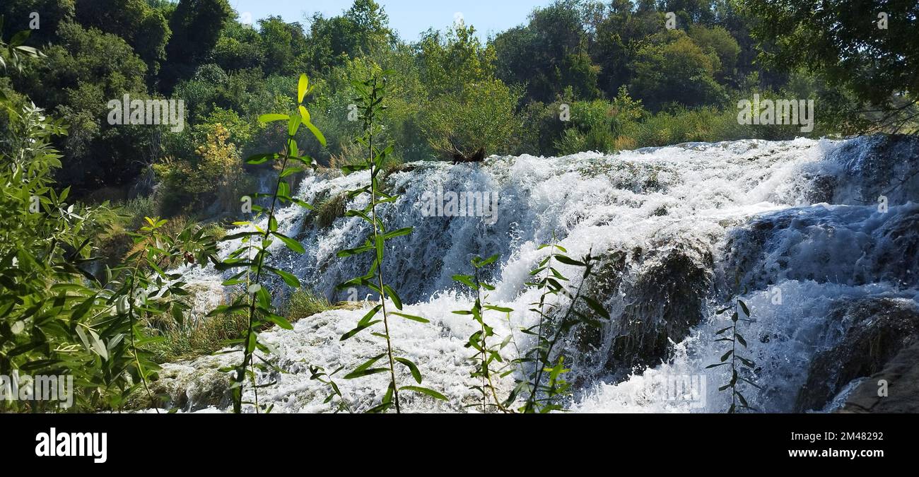 A waterfall in the National Park Krka, Croatia on a sunny day Stock ...