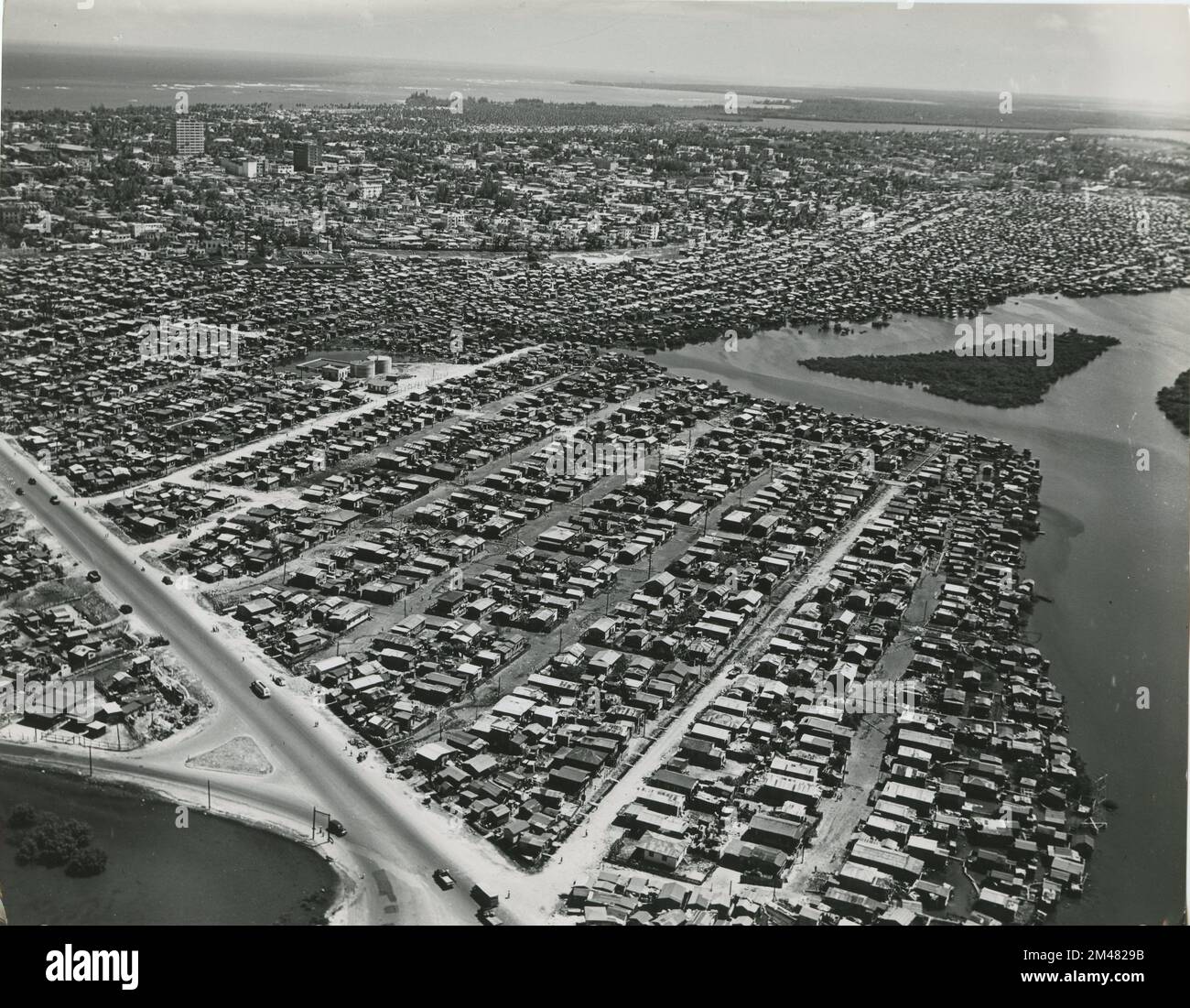 El Fanguito. Original caption: Aerial view of El Fanguito slum and ...