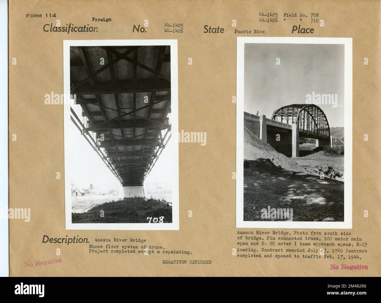 Anasco River Bridge. Original caption: 44-1425 - Shows floor system of ...