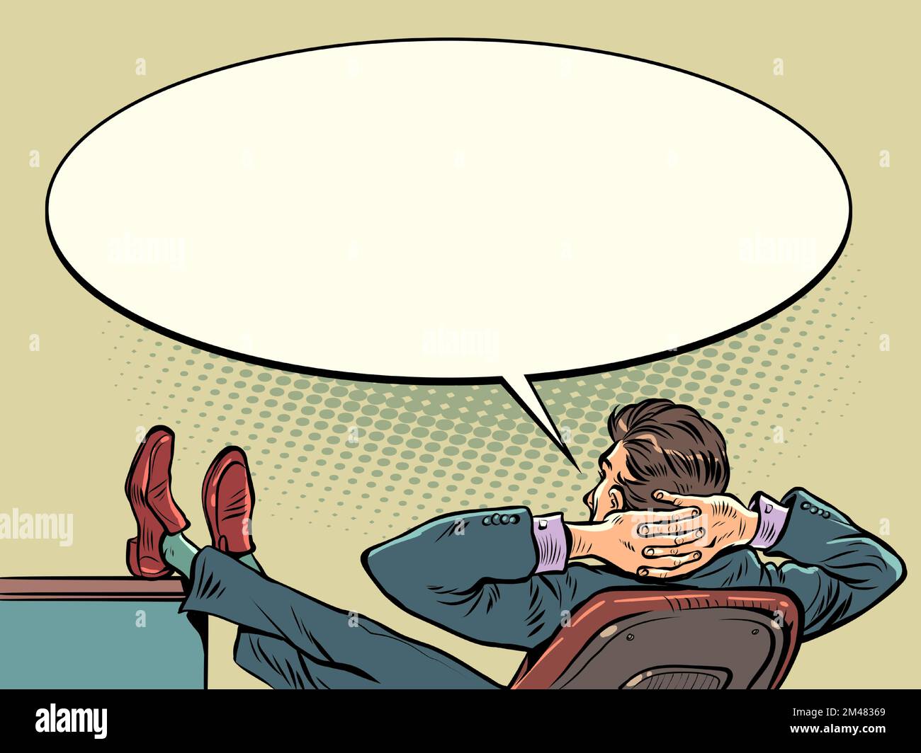 Cartoon businessman sitting work desk Stock Vector Images - Alamy