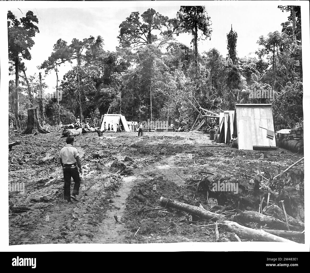 Beginning Camp Construction on Gibong-bayugan Section. Original caption ...
