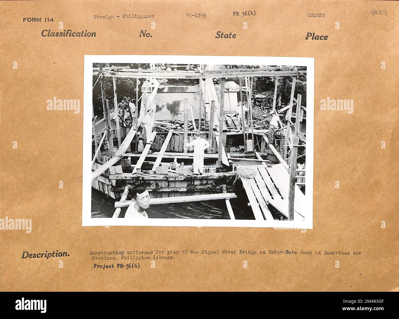 Constructing Cofferdam For Pier of San Miguel River Bridge. Original ...