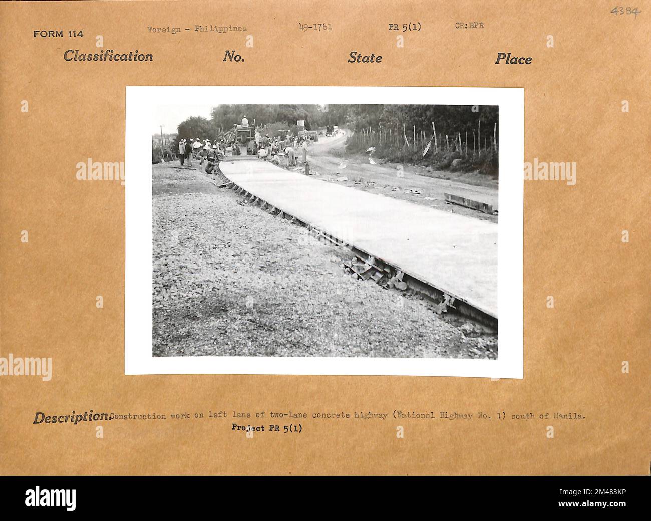 Construction Work on Left Lane of Two-lane Concrete Highway South of ...