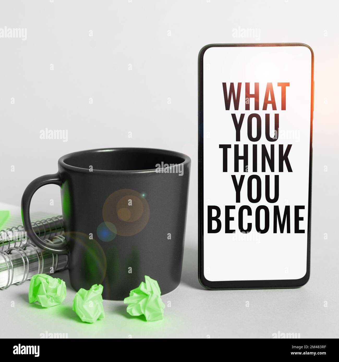 Hand writing sign What You Think You Become. Word Written on being ...