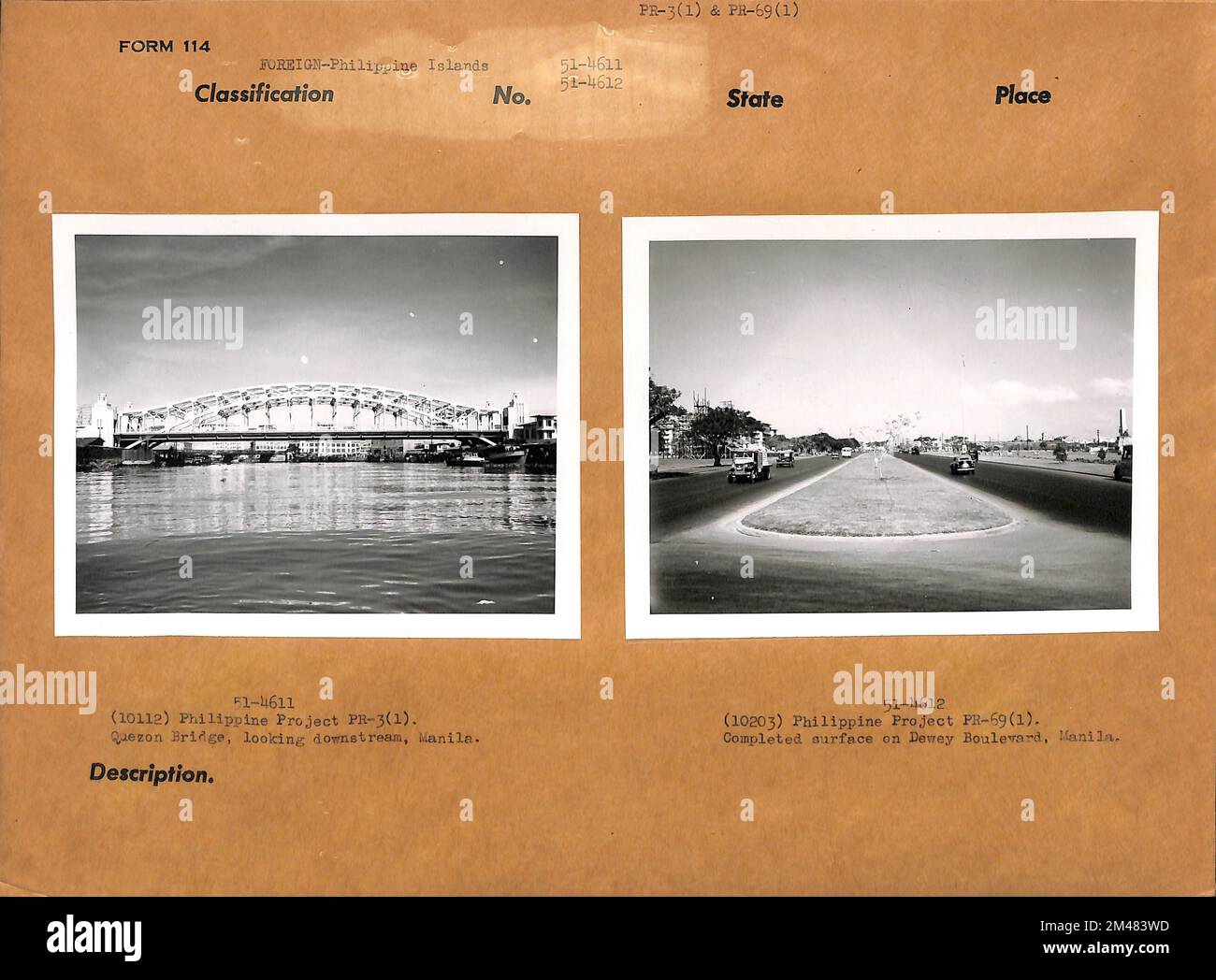 Quezon Bridge, Looking Downstream, Manila, Completed Surface on Dewey ...