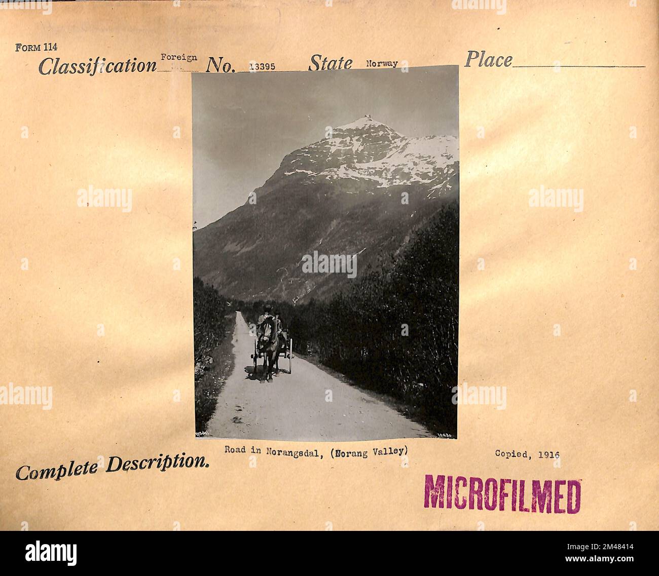 Road in Norangsdal (Norang Valley). Original caption: Copied, 1916 ...