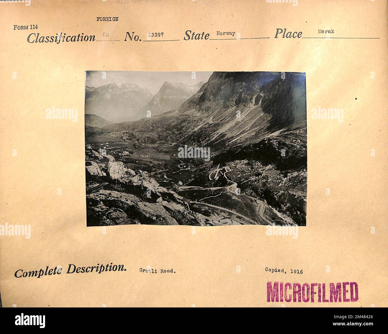 Grotli Road. Original caption: Copied, 1916. State: Norway. Place ...