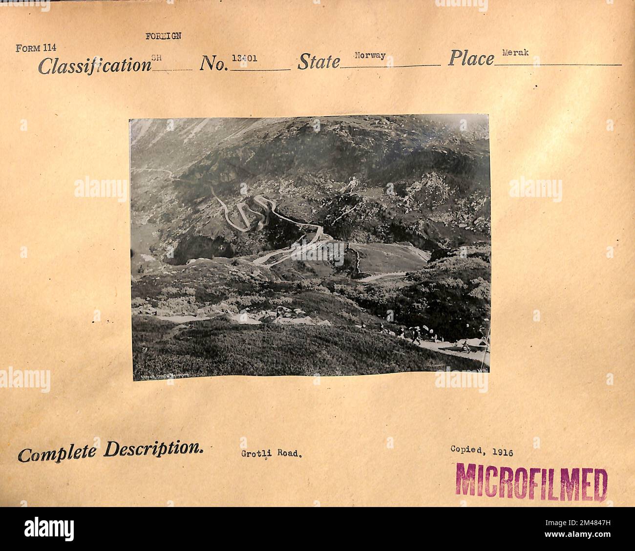 Grotli Road. Original caption: Copied, 1916. State: Norway. Place ...