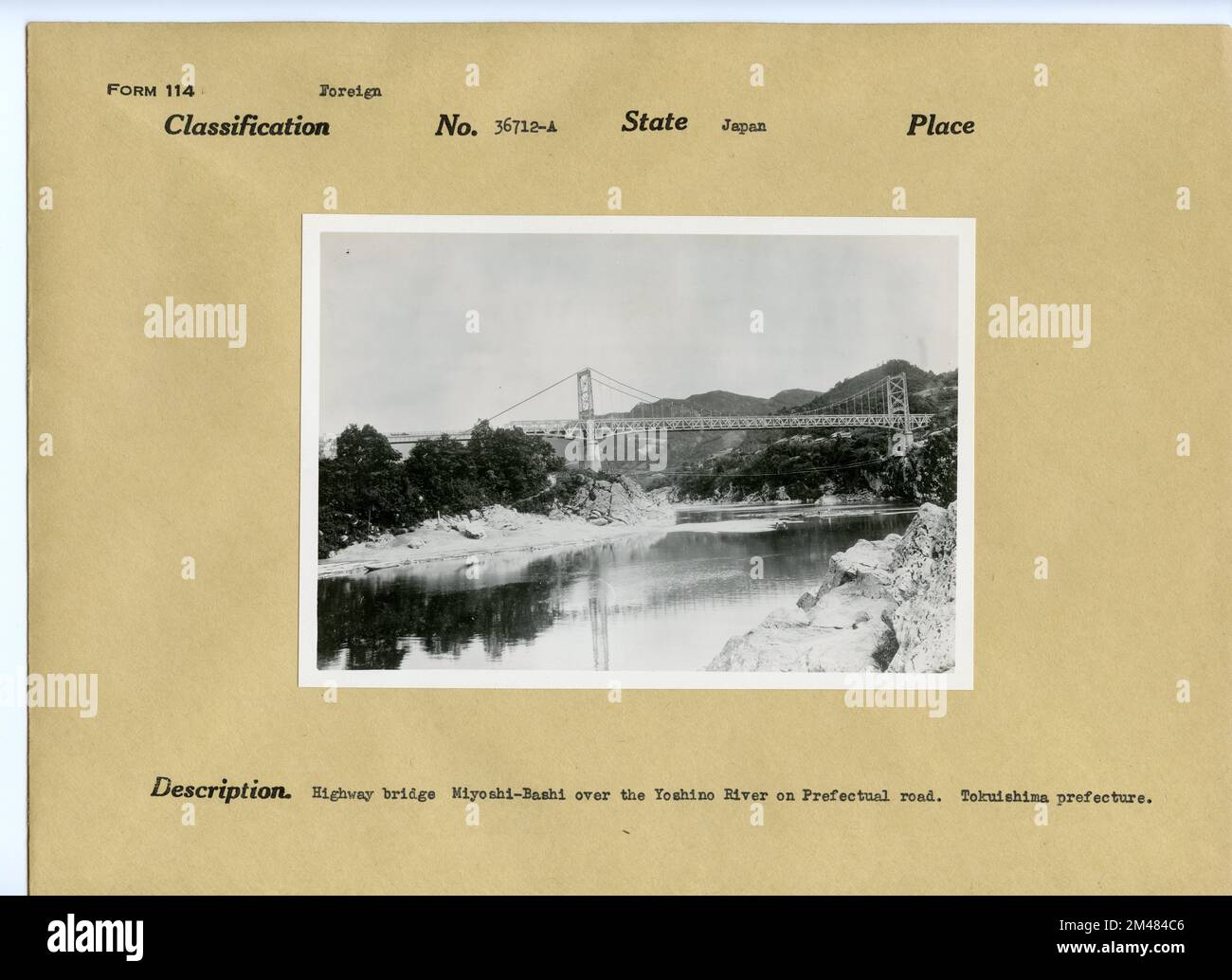 Highway bridge Miyoshi-Bashi over the Yoshino river on Prefectural road ...