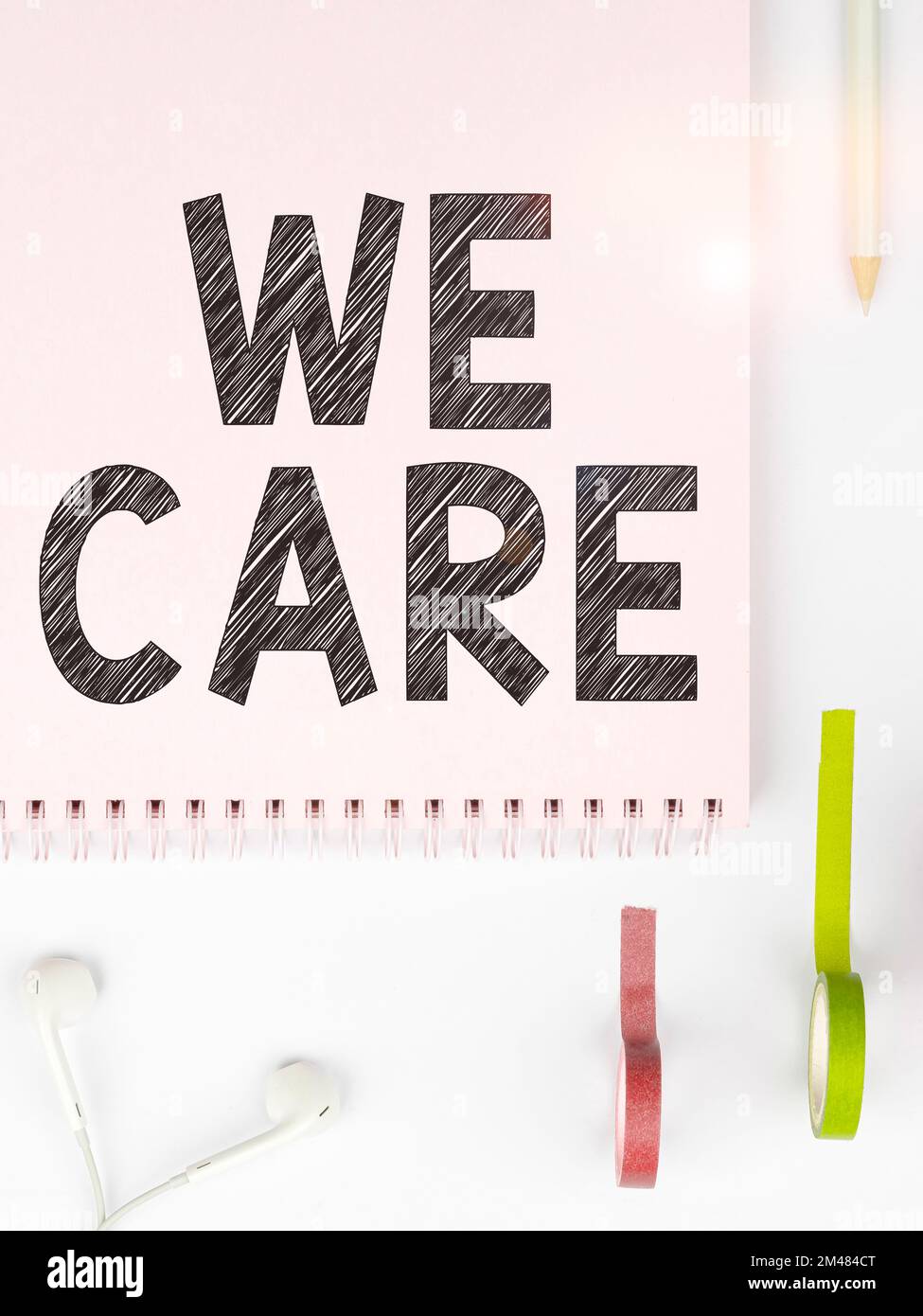 Sign displaying We Care. Business showcase Support you Give help needed ...