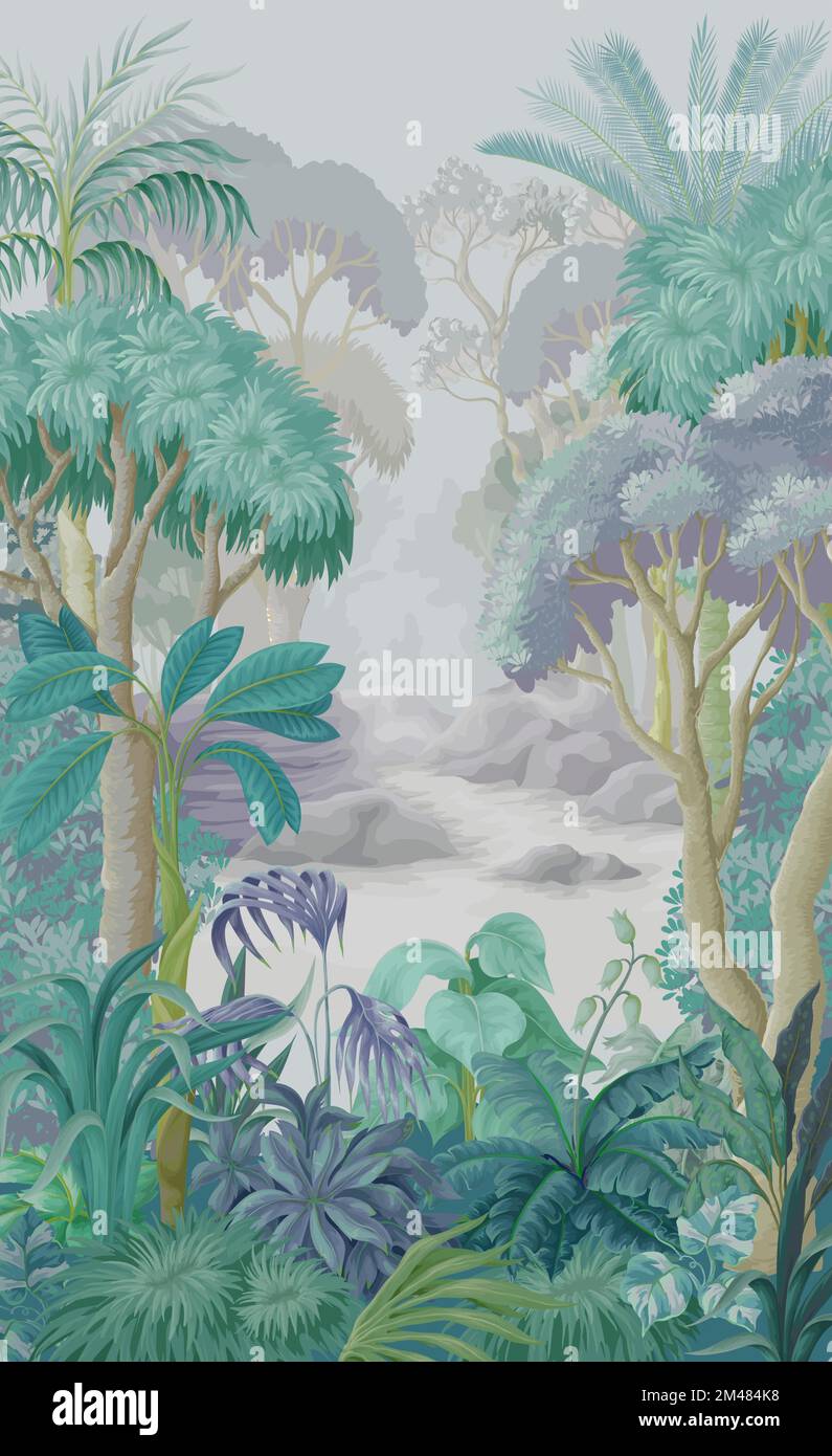 Tropical rainforest scenic jungle Stock Vector Images - Alamy