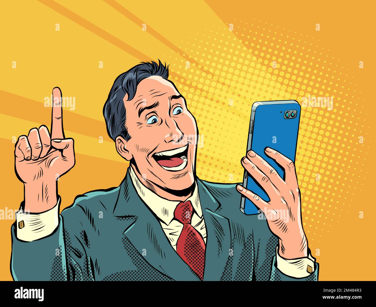 Smiling asian man texting phone Stock Vector Images - Alamy
