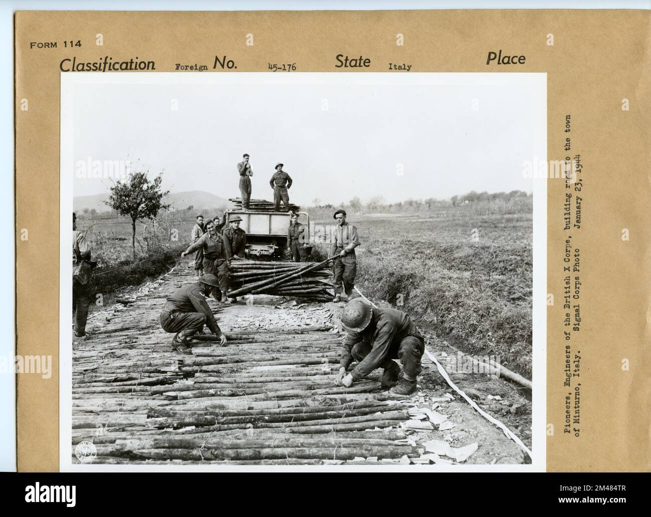 Engineers Building Road to Minturno. Original caption: Pioneers ...