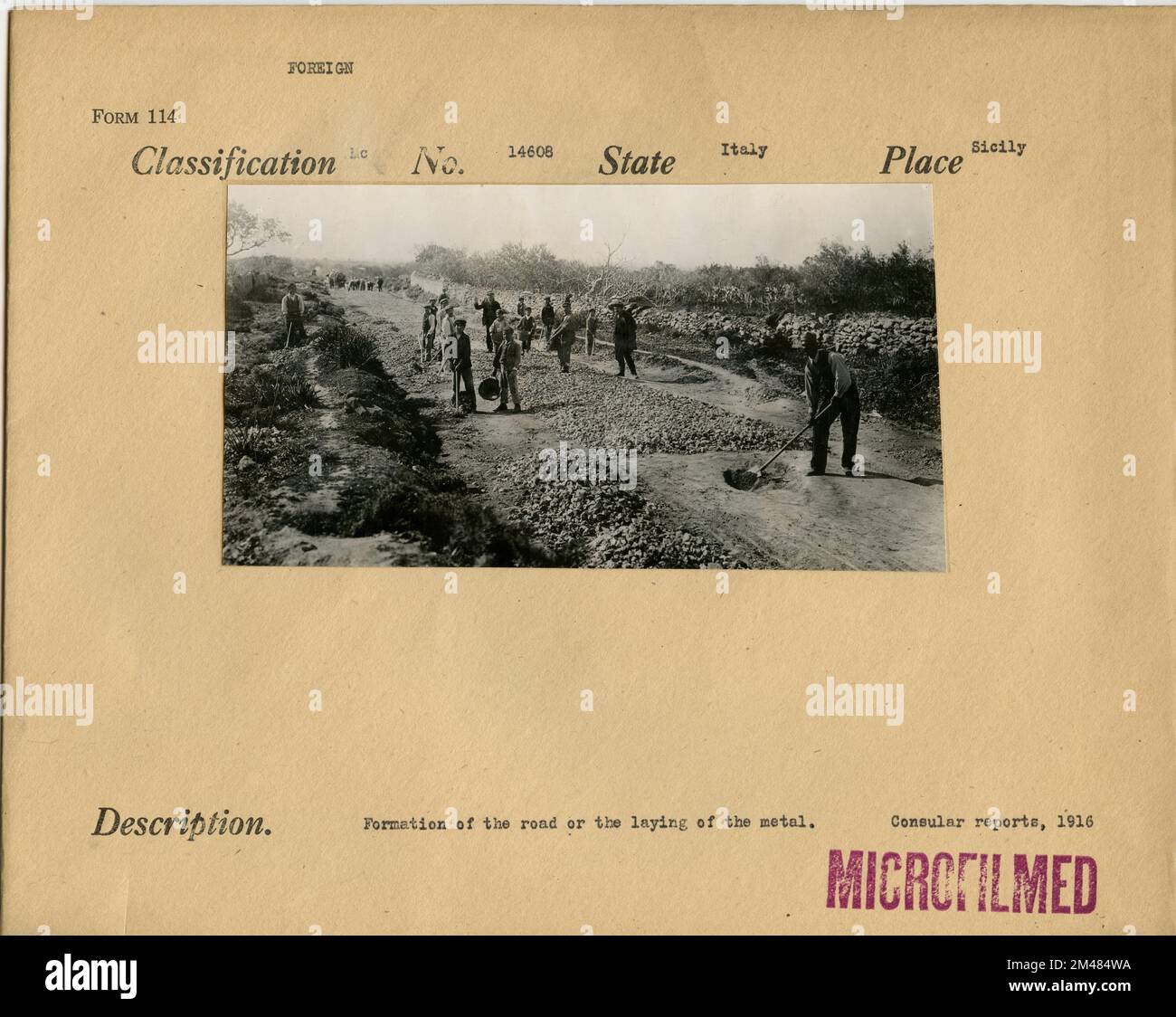 Building a Road in Sicily. Original caption: Formation of the road or ...