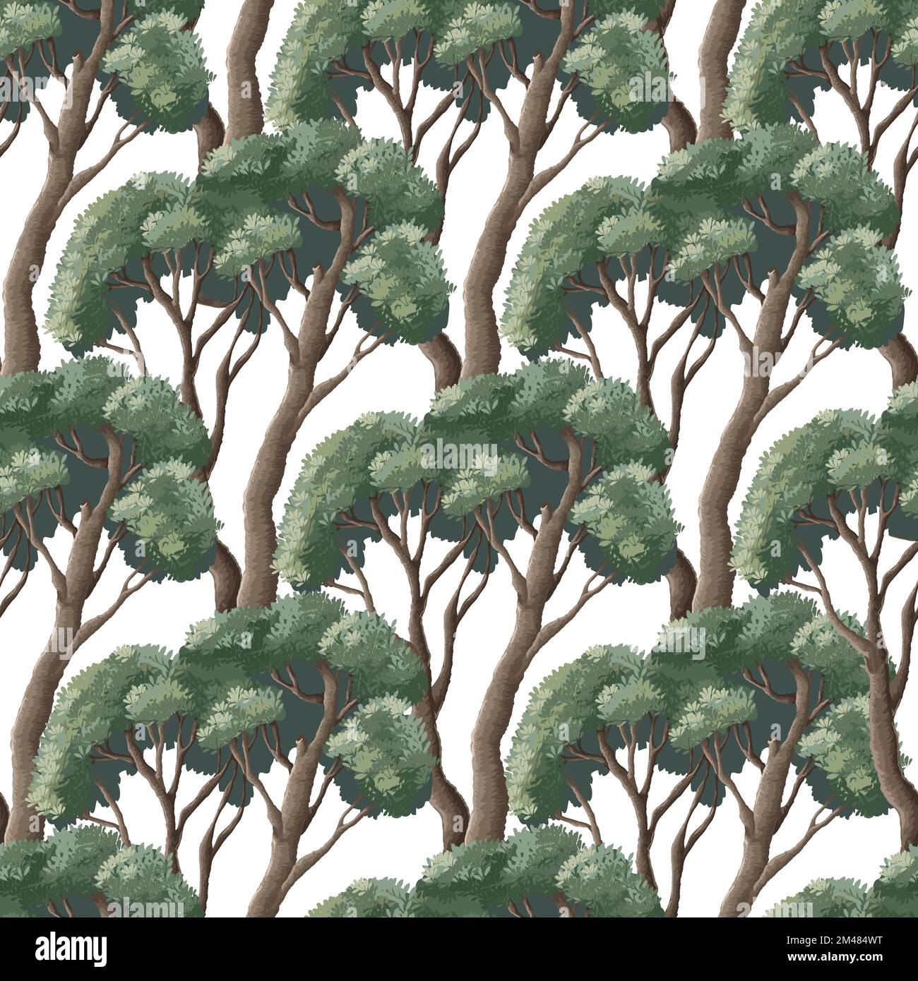 Seamless pattern with trees. Vector interior print Stock Vector Image ...