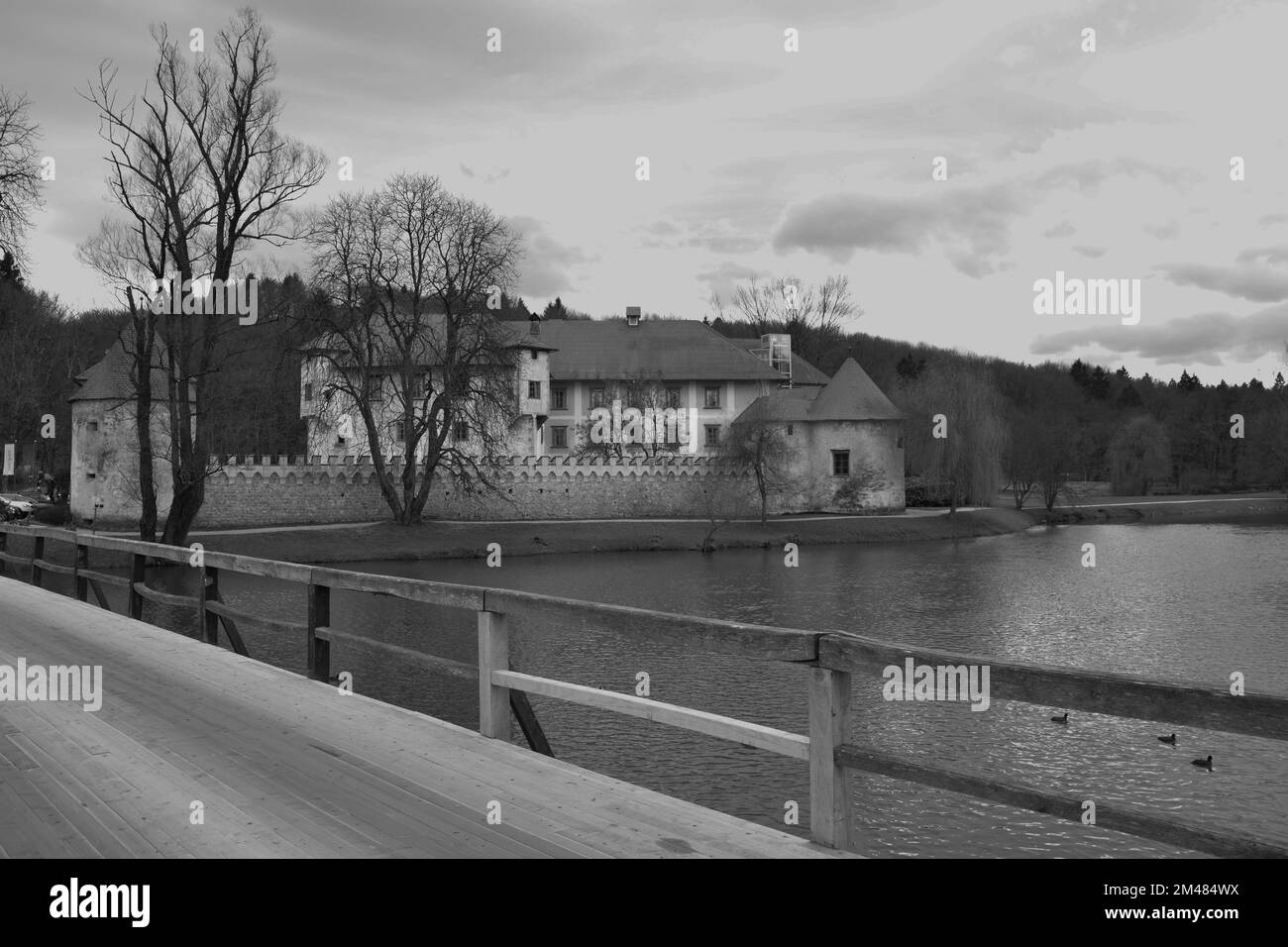 Otočec town, Slovenia with river, castle, clouds, bridge and nature ...