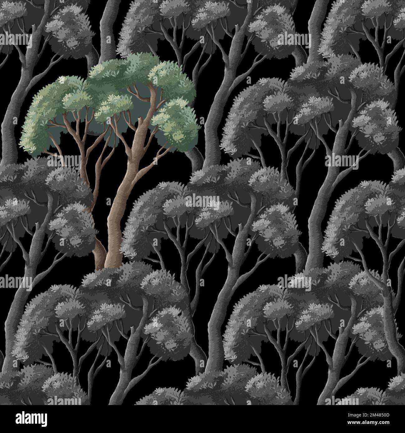 Seamless pattern with trees. Vector interior print Stock Vector Image ...