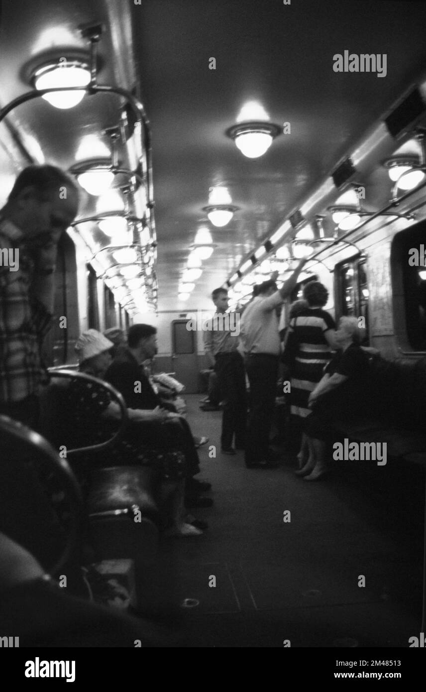 Historical Archival Image Inside A Carriage Of The Russian Metro With ...
