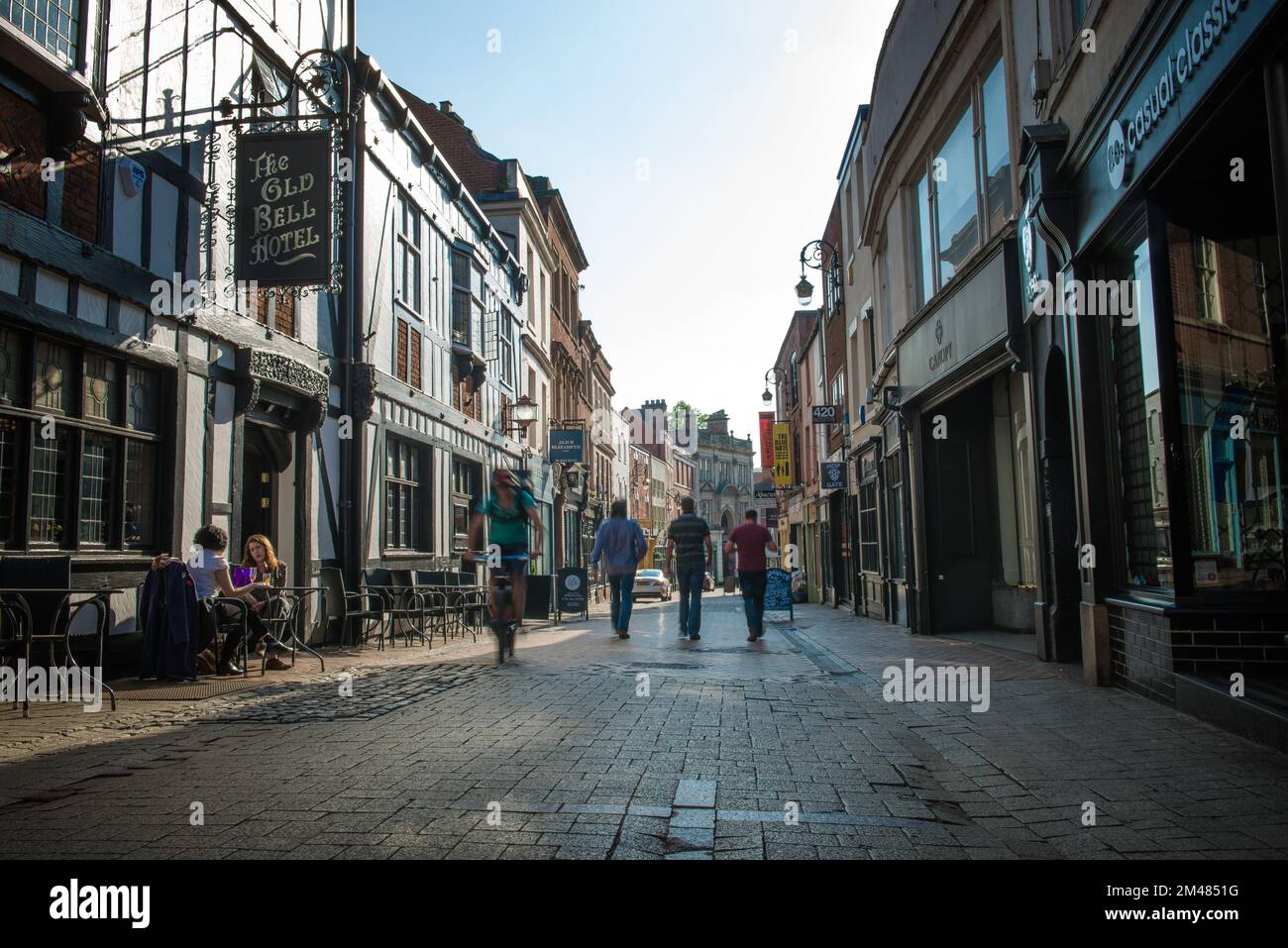Sadler Gate Derby with the Old Bell Hotel Stock Photo - Alamy